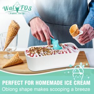 Walfos Ice Cream Containers for Homemade Ice Cream - 1.6 Quart & 8 oz. Set, Bonus Sealing Bands Keeping Silicone Lids Airtight, Reusable Ice Cream Tubs, Stackable Freezer Storage Container - Green