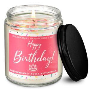 birthday candles, birthday gifts, happy birthday candle gifts for women, unique sister birthday gifts, vanilla sugar birthday cake scent candles gift ideas for women, girls, her, mom, best friend, 7oz