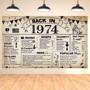 darunaxy 50th birthday party decorations, vintage back in 1974 banner 50 year old birthday party poster supplies vintage 1974 backdrop photography background for men & women 50th class reunion decor