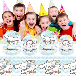 Cinnamoroll Birthday Decorations, 20 Plates, 20 Napkins and 1 Tablecover for Boys Girls Party Supplies