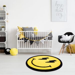 Beyond Deco Smiley Face Rug,35'' W x 35'' L Tufted Handmade Rug Funny Rug, Machine Washable Bathroom Rug for Decoration, Funny Fluffy Rug, Bedroom Decor, Area Rug