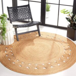 jute braided area rug, 4 feet round, stain resistance artisan-crafted natural boho area rug,tailored for entryways, living room, bedroom, farmhouse vintage interiors, reversible design