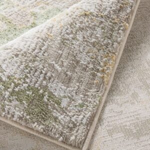 TOWN & COUNTRY LUXE Opaline Bold Marble Area Rug with Glam Metallic Ribbed Texture Pile, Sage Green, 7'10"x10'2"