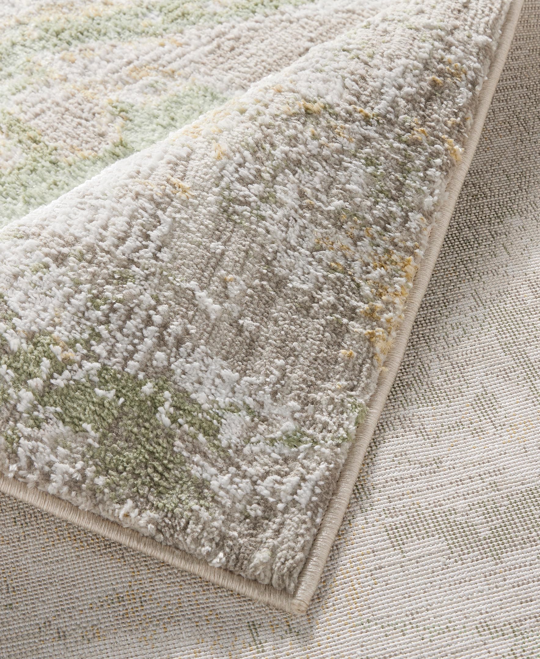 TOWN & COUNTRY LUXE Opaline Bold Marble Area Rug with Glam Metallic Ribbed Texture Pile, Sage Green, 7'10"x10'2"