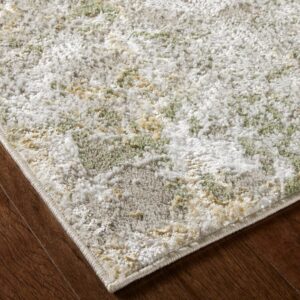 TOWN & COUNTRY LUXE Opaline Bold Marble Area Rug with Glam Metallic Ribbed Texture Pile, Sage Green, 7'10"x10'2"