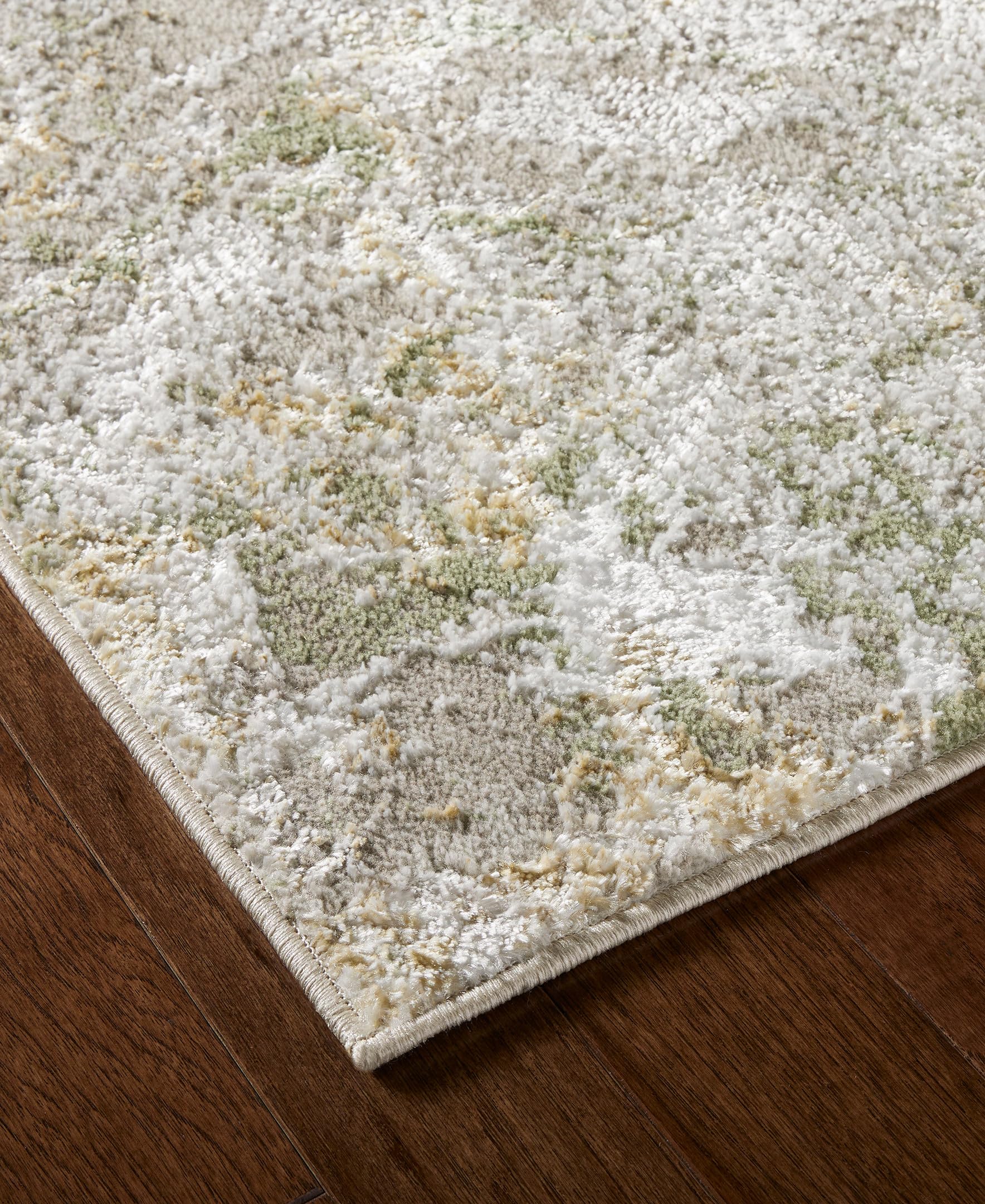 TOWN & COUNTRY LUXE Opaline Bold Marble Area Rug with Glam Metallic Ribbed Texture Pile, Sage Green, 7'10"x10'2"