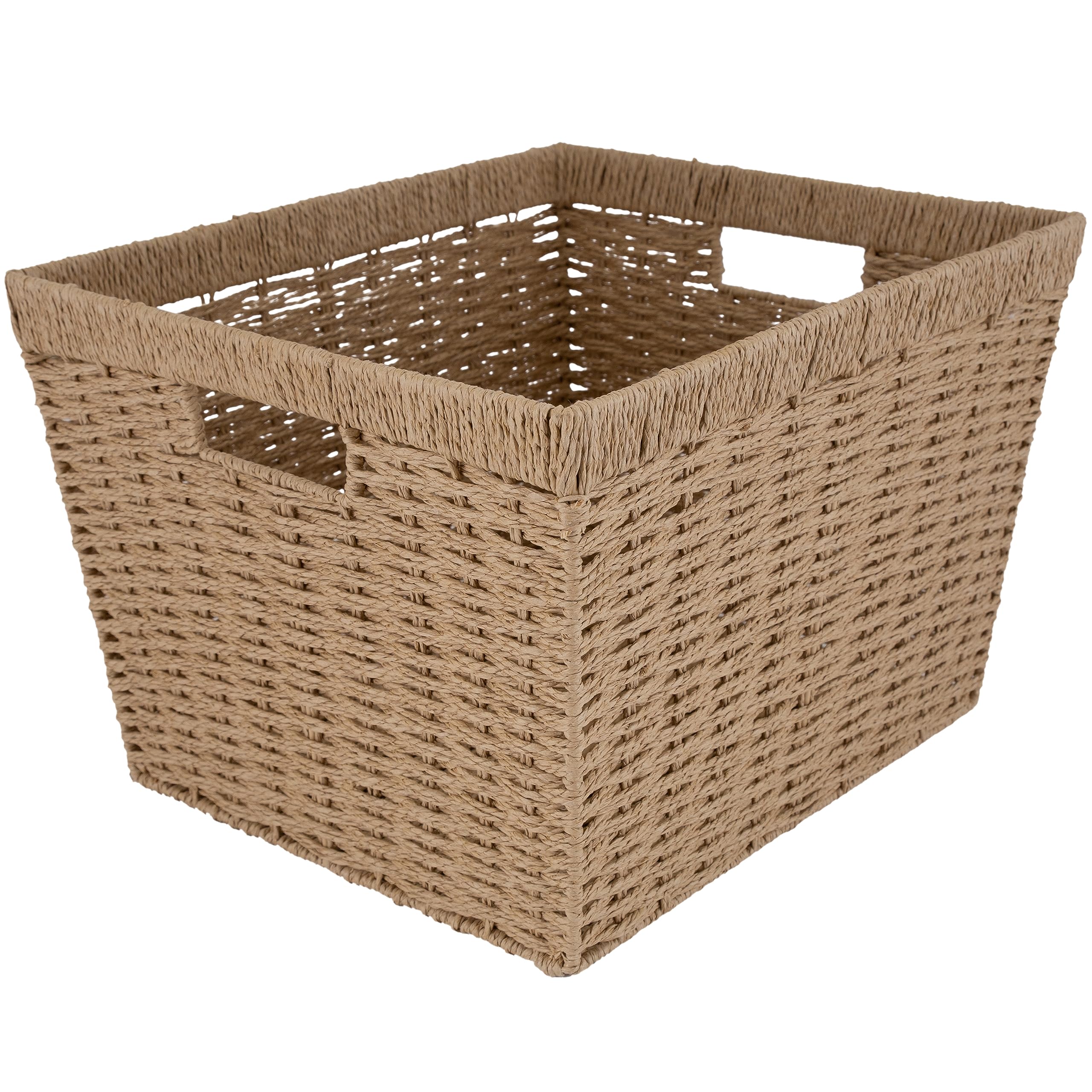 Simplify Dutch Weave Small Storage Basket | Dimensions: 12"x 10"x 8" | Dutch Weave Design | Storage Organization | Paper Rope Material | Great Closets | Display