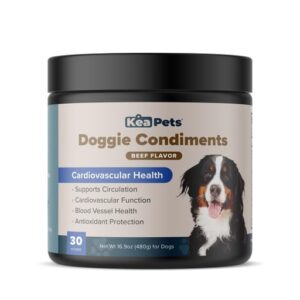 kea pets doggie condiments cardiovascular supplement for dogs - natural dog supplement powder for canine heart health and performance