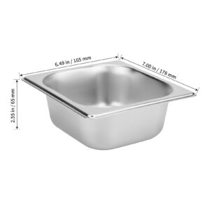 SHEUTSAN 6 PCS 1/6 Size Steam Table Pan, 2.5 Inch Deep Metal Food Pan, Small Stainless Hotel Pan for Hotel Restaurant Buffets Party