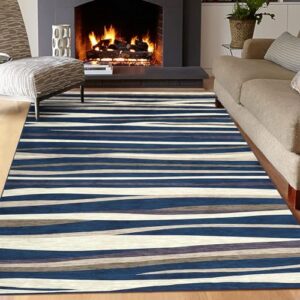 rugsreal washable area rug 4x6 modern abstract area rug indoor colorful throw carpet washable area rug contemporary area rugs floor accent carpet for living room bedroom kitchen, 4' x 6' blue/beige