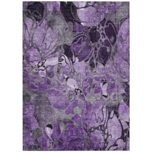 addison rugs chantille acn558 purple 5' x 7'6 indoor outdoor area rug, stain resistant, machine washable, non shedding, bedroom, living room, dining room, kitchen rug