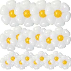 stshell 20 pcs daisy balloons, 3 sizes white daisy flower aluminum foil balloons for birthday, wedding, baby shower, daisy theme party decorations