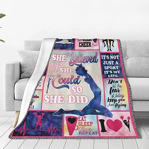 Cheerleader Throw Blanket Sports Decor Cheerleading Cheer Idea Gifts Cheerleader Lover Blankets Soft Cozy Fleece Plush Warm Flannel Bedding Blanket for Coach Kids Girls Teens Adults Sofa Couch 40"X50"