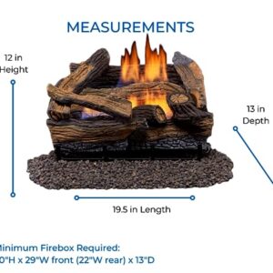 Duluth Forge DLS-18R-1 Dual Fuel Ventless Fireplace Logs Set with Remote Control, Use with Natural Gas or Liquid Propane, 30000 BTU, Heats up to 1000 Sq. Ft, Split Red Oak, 18 Inches