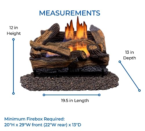 Duluth Forge DLS-18R-1 Dual Fuel Ventless Fireplace Logs Set with Remote Control, Use with Natural Gas or Liquid Propane, 30000 BTU, Heats up to 1000 Sq. Ft, Split Red Oak, 18 Inches