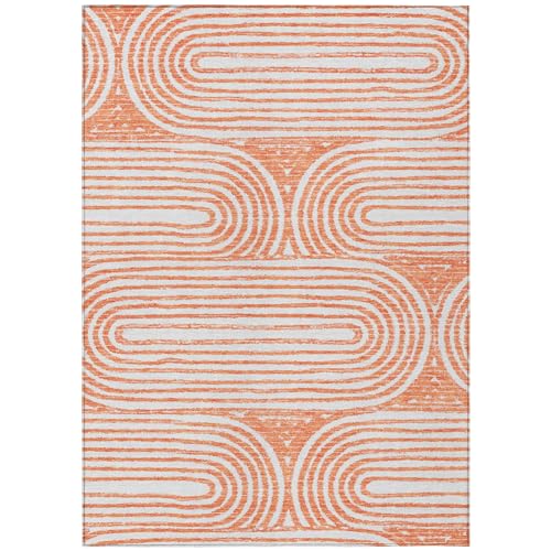 Addison Rugs Chantille ACN140 Orange 2'6" x 3'10 Indoor Outdoor Area Rug, Stain Resistant, Machine Washable, Non Shedding, Bedroom, Living Room, Dining Room, Kitchen Rug