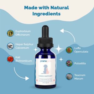 PranaPets Sinus Support Liquid Supplement for Pets | Naturally Supports Cat & Dog Sinus Relief | Natural Formula for Congestion