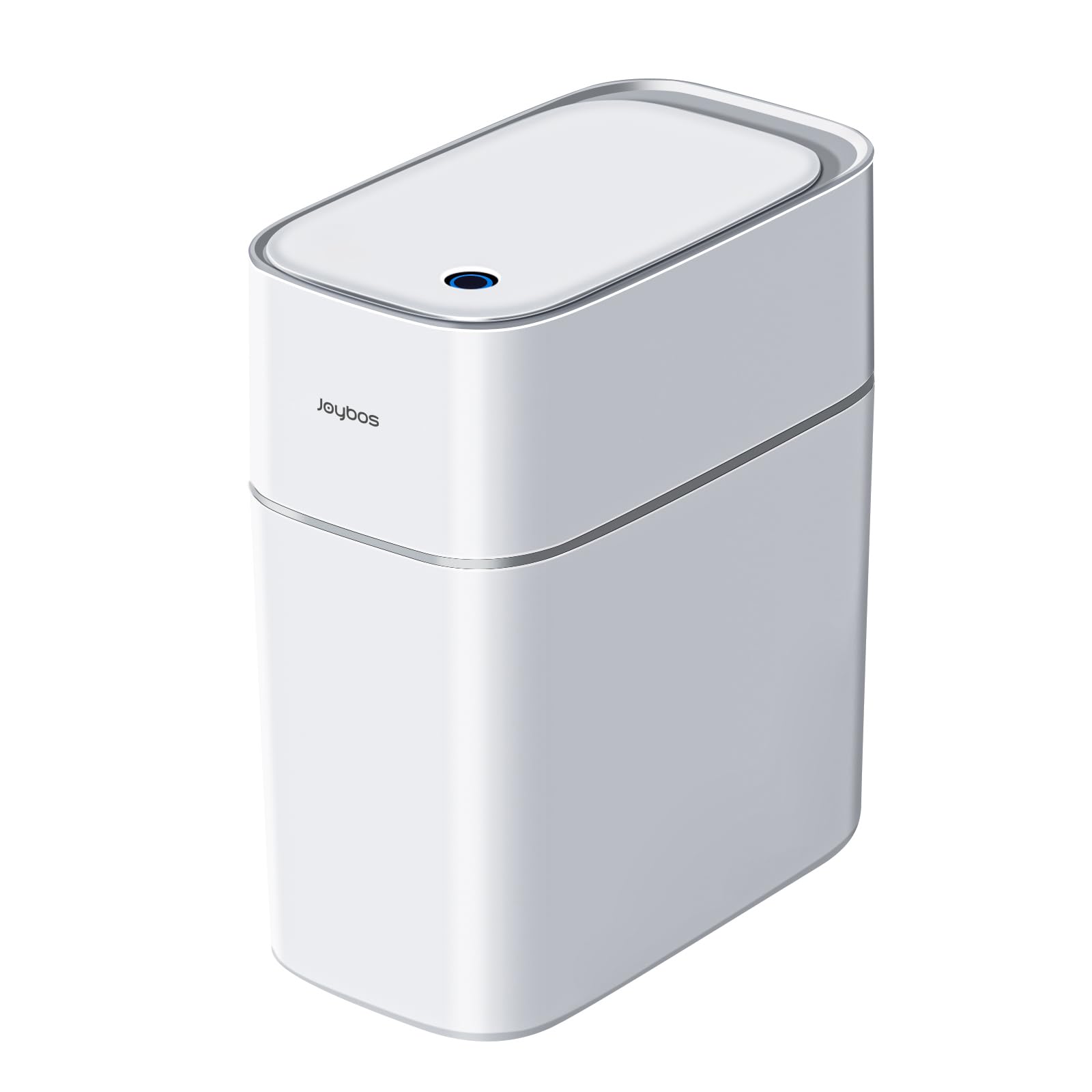 JOYBOS Trash Can with Lid Automatic Garbage Can, 3.8 Gallon Slim Small White Plastic Smart Trash Bin, Narrow Motion Sensor for Bedroom, Bathroom, Toilet Office