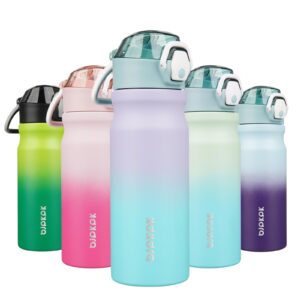 bjpkpk water bottle with straw 18oz insulated water bottles reusable stainless steel metal thermos with leak proof lockable lid and carry handle,oasis