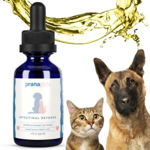 PranaPets Intestinal Defense Supplement for Dogs & Cats | Naturally Helps Digestive Issues in Pets | Herbal Formula