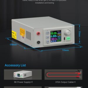 Digital Control RK6006-C 60V 6A 4 Digit Adjustable AC to DC Lab Bench Power Supply Regulator 360W