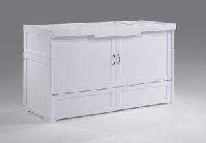 night & day murphy cube queen cabinet bed ready-to-assemble with custom 6" memory foam mattress (white)