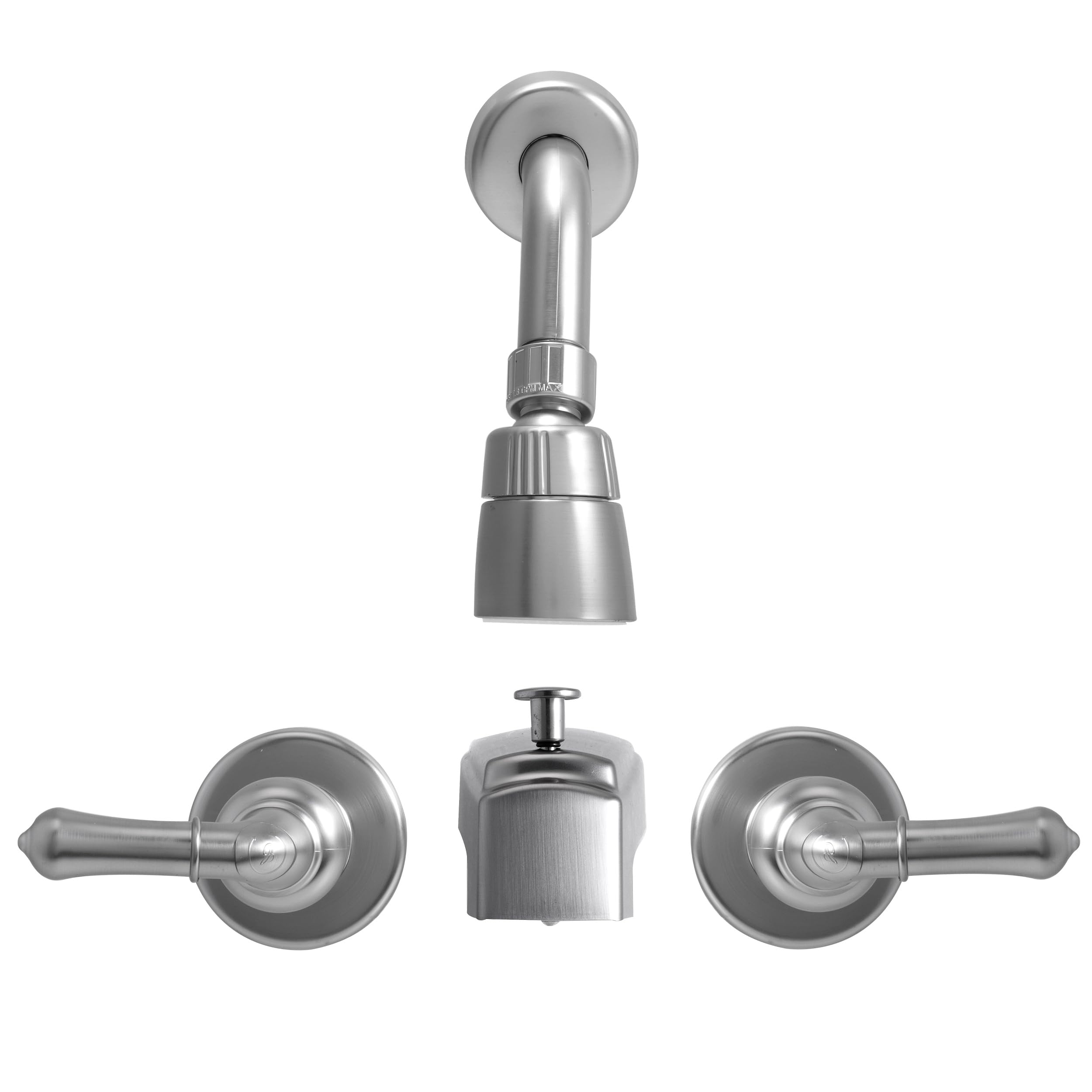 Pacific Bay Tub and Widespread Shower Faucet Trim Kit - Non-Metallic High Grade ABS Plastic Construction - Brushed Satin Nickel Finish