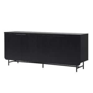 walker edison scandinavian grooved 4-door sideboard, 69 inch, black