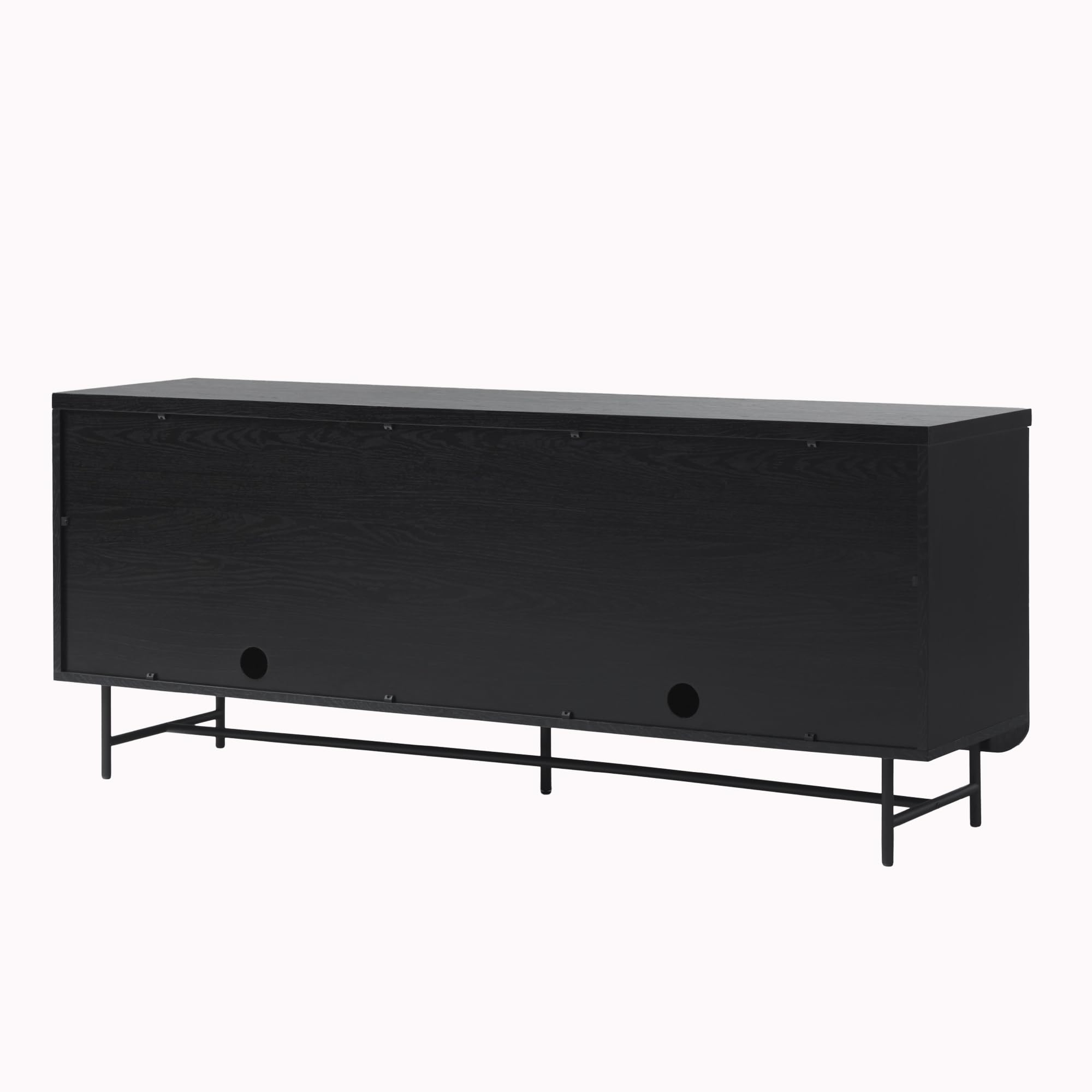 Walker Edison Scandinavian Grooved 4-Door Sideboard, 69 Inch, Black