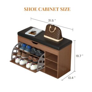 HOMEMORE Shoe Bench Shoe Cabinet Shoe Rack for Entryway with Sitting Stool Shoe Storage Cabinet for Entryway Shoe Rack Three-Tier Shoe Cabinet Suitable for Home and Apartment