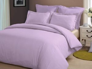 ahj beddings 1000 thread count full size 7 piece duvet cover set (15 inch deep pocket sheet set and duvet cover set) 100% egyptian cotton - lilac solid