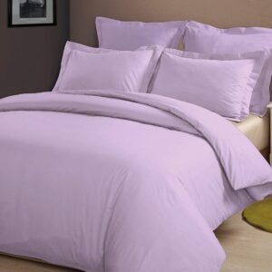 AHJ Beddings 1000 Thread Count Full Size 7 Piece Duvet Cover Set (15 inch Deep Pocket Sheet Set and Duvet Cover Set) 100% Egyptian Cotton - Lilac Solid