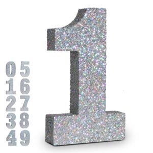 eploger 10 inch silver glitter big number 1 table centerpieces party decorations,birthday chrismas anniversary graduation centerpieces for decorations,0-9 numbers for party supplies