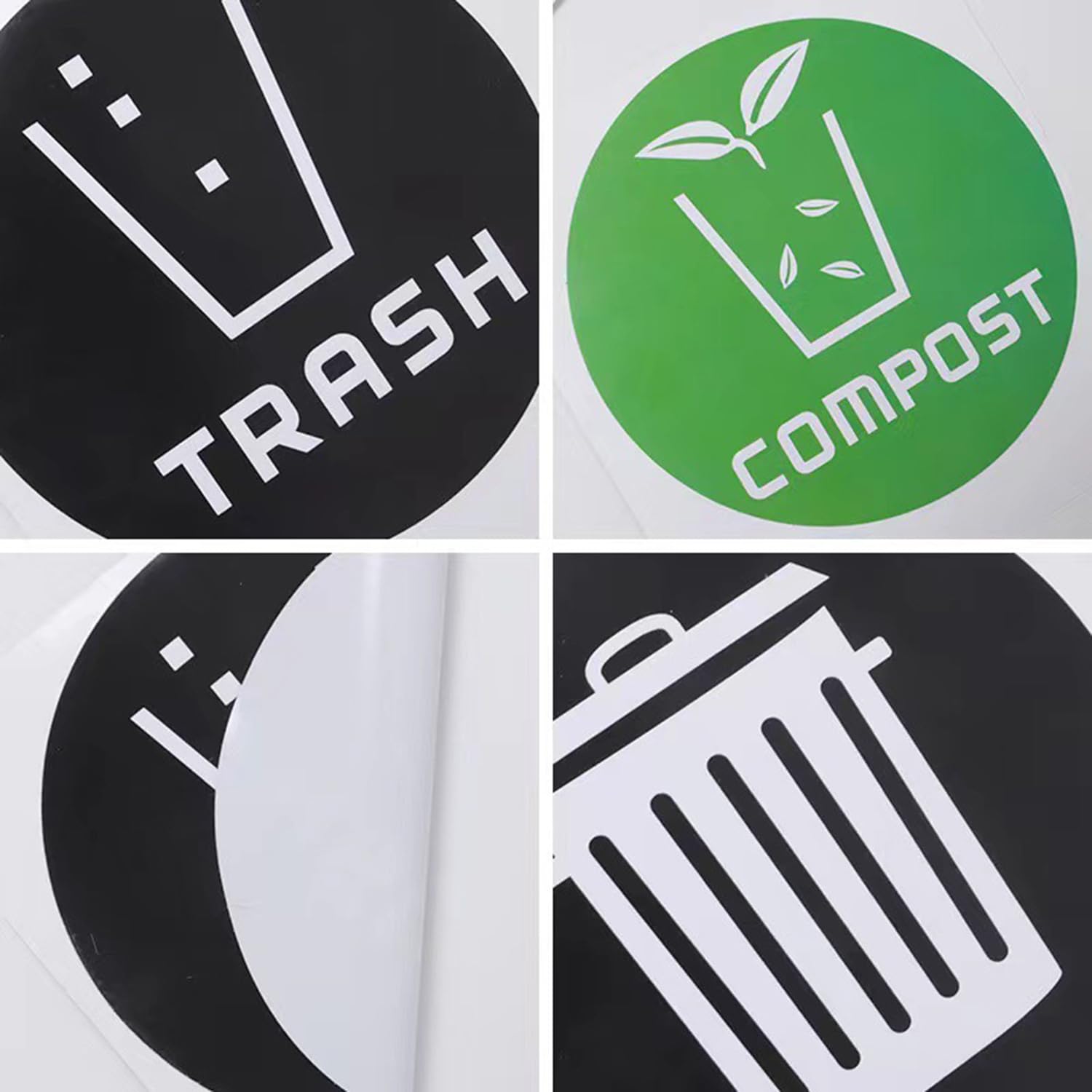 EasyULT 4" x 4" Recycle Sticker Trash Bin Label, Trash Sticker for Trash can, Ideal Sign for Home or Office Refuse Bin -6 Pack