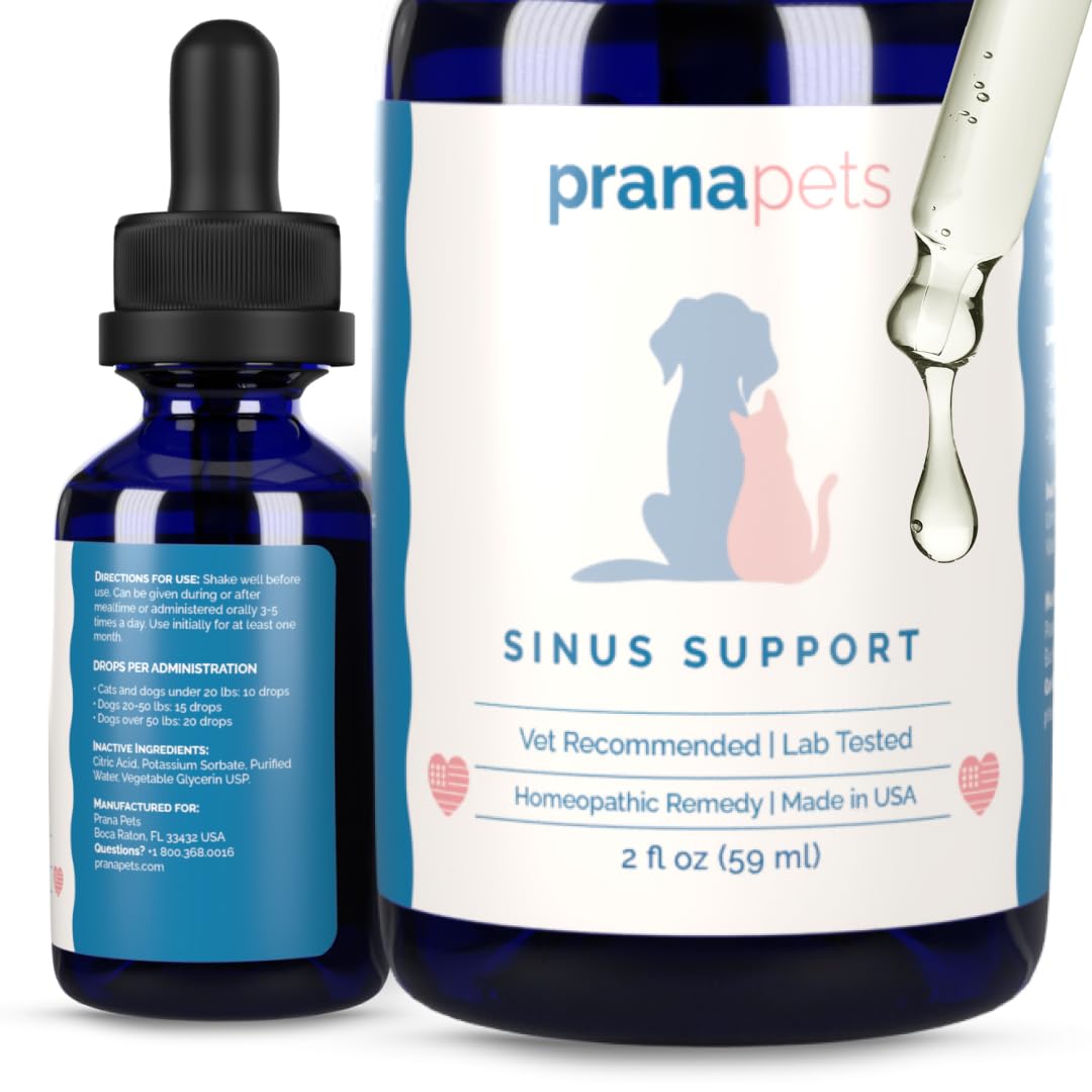 PranaPets Sinus Support Liquid Supplement for Pets | Naturally Supports Cat & Dog Sinus Relief | Natural Formula for Congestion