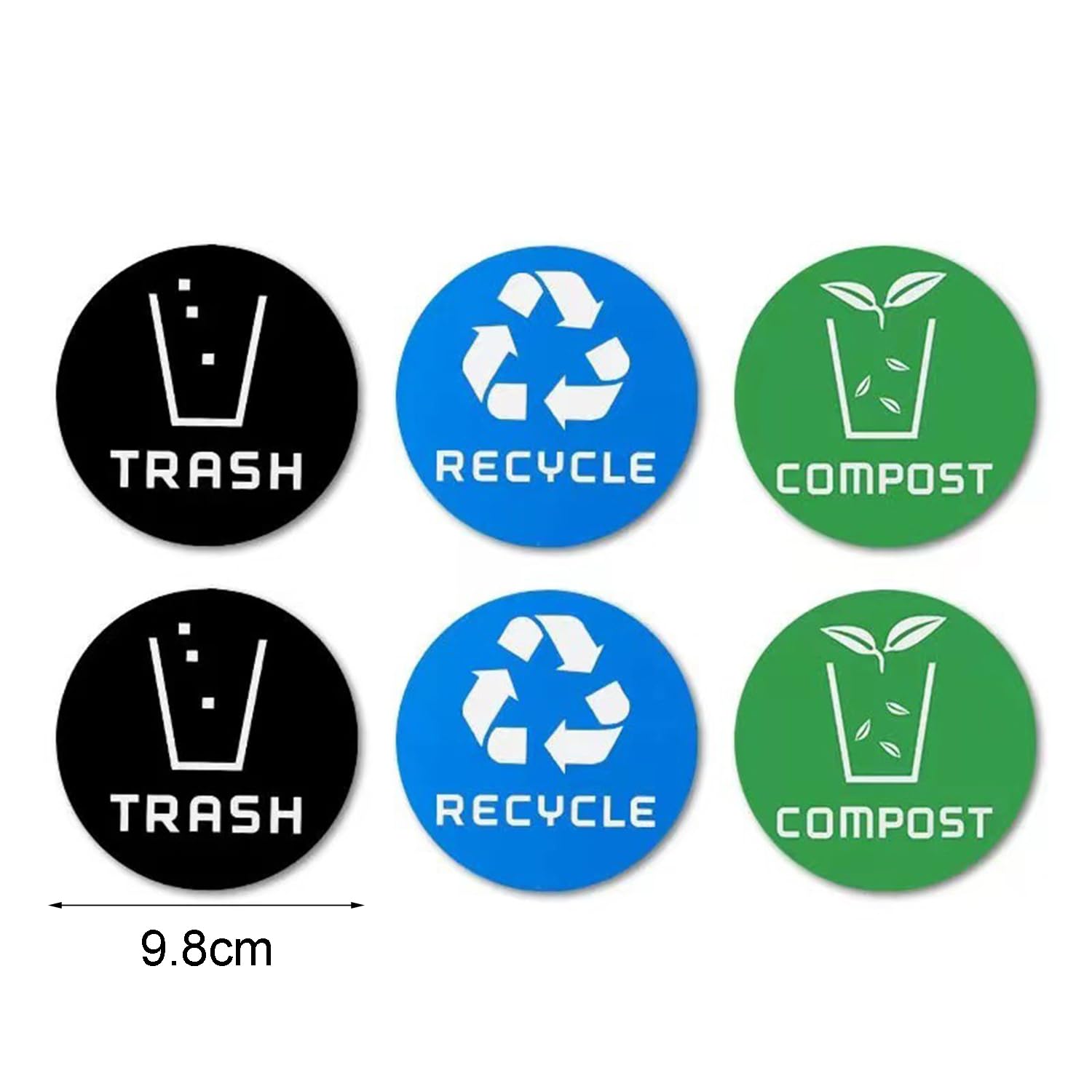 EasyULT 4" x 4" Recycle Sticker Trash Bin Label, Trash Sticker for Trash can, Ideal Sign for Home or Office Refuse Bin -6 Pack