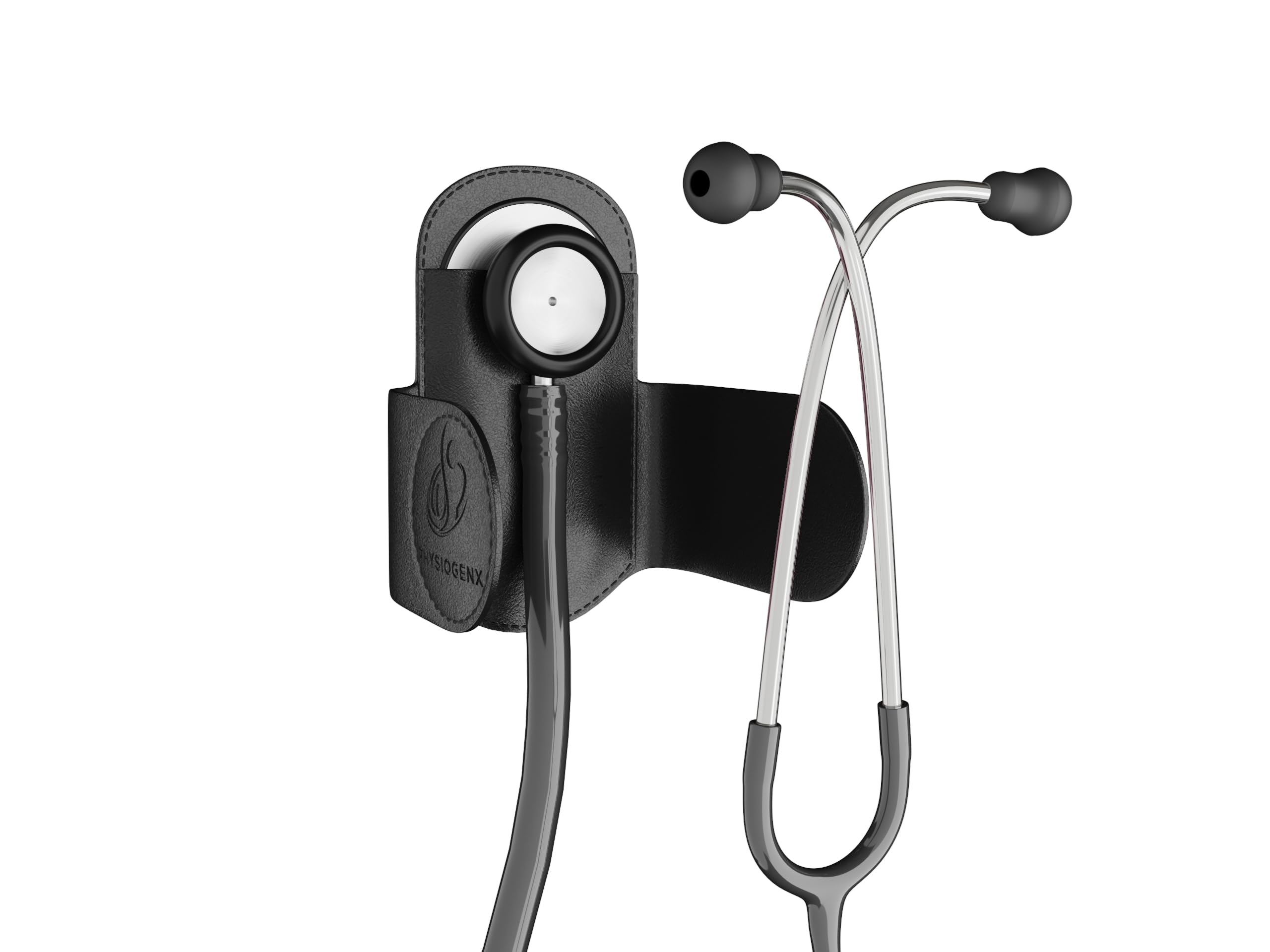 Stethoscope Holder Hip Clip with Upgraded Secure Magnetic Closure and Bell Pocket – Hygienic Stethoscope Clip Designed to Hold All Brands & Styles – Includes Replacement Stethoscope Ear Tips (Black)