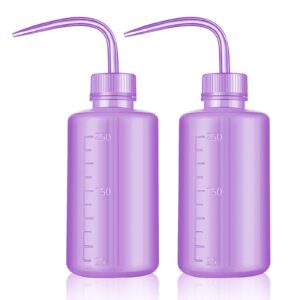 derstra wash bottles - 2pcs 250ml safety wash bottle watering tools, economy plastic squeeze bottle medical label green soap cleaning washing bottle (purple)