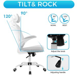 thksbought Office Computer Desk Chair,Home Office Chair,Ergonomic Office Chair, Computer Gaming Chairs with Lumbar Support (1, Gray White)