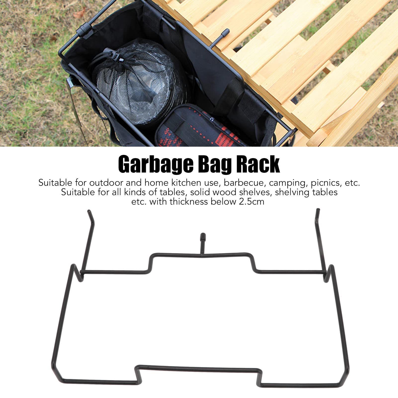 Camping Trash Rack, Trash Bag Holder, Thickened Iron Rust Resistant Garbage Bag Holder for Home Kitchen Outdoor Camping Barbecue Picnic, Iron Trash Can Bracket Lightweight Dustbin Cage Garbage Hanging