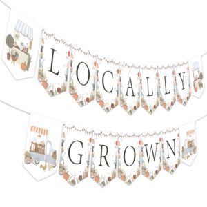 Locally Grown Baby Shower Banner for Boys Girls, Farmer's Market Baby Shower Banner Fruit and Vegetables Farmer's Market Baby Shower Decoration Banner for Gardener Theme Farm Fruit Theme Party