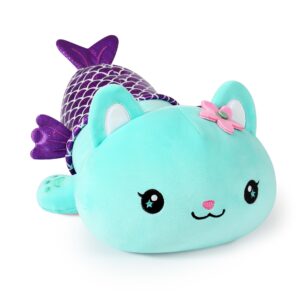 onsoyours cute kitten mermaid plush toy stuffed animal kitty soft mermaid cat plush pillow for kids (blue cat mermaid, 12")