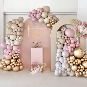 ysf boho balloon garland arch kit 146pcs pink gold white sand ivory balloons for bridal shower baby shower birthday wedding baptism engagement theme party decorations