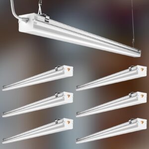 upgrade 4ft 2.5inch 72w linkable led shop light, 10000lm 100-277v garage light with 5ft on/off switch plug, 5000k daylight, hanging flushmount available plug and play-6pack