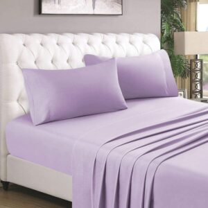 AHJ Beddings 1000 Thread Count Full Size 7 Piece Duvet Cover Set (15 inch Deep Pocket Sheet Set and Duvet Cover Set) 100% Egyptian Cotton - Lilac Solid