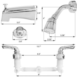 Pacific Bay Tub and Widespread Shower Faucet Trim Kit - Non-Metallic High Grade ABS Plastic Construction - Brushed Satin Nickel Finish