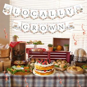 Locally Grown Baby Shower Banner for Boys Girls, Farmer's Market Baby Shower Banner Fruit and Vegetables Farmer's Market Baby Shower Decoration Banner for Gardener Theme Farm Fruit Theme Party