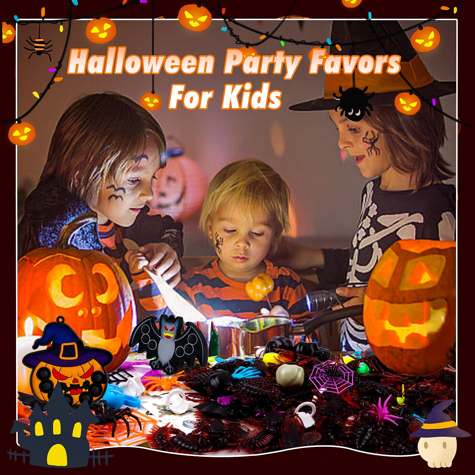 300 PCS Halloween Party Favors for Kids,Halloween Toys Bulk,Halloween Goodie Bag Fillers,Halloween Favors for Kids Classroom Prize