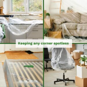 12 Pieces Plastic Drop Cloth 9x12 Ft - RAINHOL Clear Plastic Sheeting, Disposable Plastic Tarps for Painting, Dust-Proof, Furniture Cover