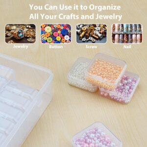 Gbivbe Bead Organizer Box, 30Pcs Small Clear Plastic Bead Storage Containers, 1 Craft Storage Boxes with Hinged Lid, Label Sticker Mini Storage Box for Jewelry Making Beads Crafts Screws Small Parts